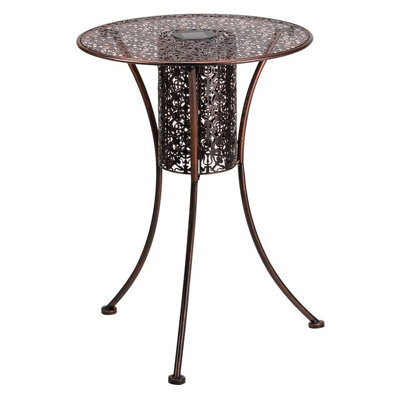 Filigree Silhouette Bistro Table with Built-In Solar Light - Weather ...