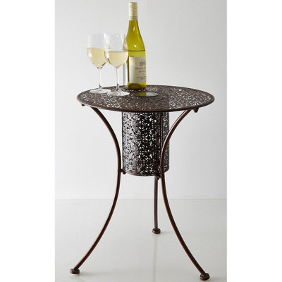 Filigree Silhouette Bistro Table with Built-In Solar Light - Weather ...