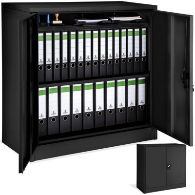 Filing Cabinet - 3 compartments, lockable, 90 x 40 x 90 cm - black ...