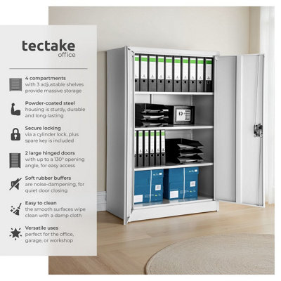 Filing Cabinet - 4 adjustable shelves, lockable, 140 x 90 x 40 cm - 1 ...