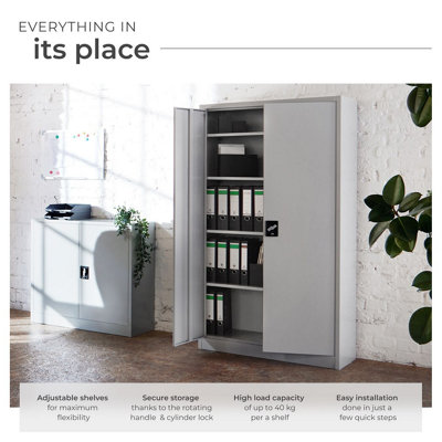 Filing Cabinet - 4 adjustable shelves, lockable, 140 x 90 x 40 cm - 1 ...