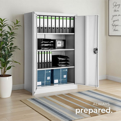 Filing Cabinet - 4 adjustable shelves, lockable, 140 x 90 x 40 cm - 1 ...
