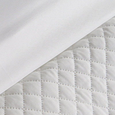 Filled Pinsonic Grid Panel Duvet Cover Bedding Set, White - Superking