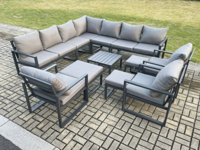 FIMOUS 13 SEATER OUTDOOR GARDEN FURNITURE SET ALUMINIUM LOUNGE CORNER ...