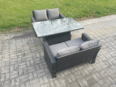 Fimous 3 Pieces Garden Furniture Sets Poly Rattan Outdoor Patio Height ...