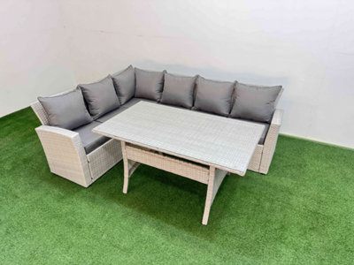 FIMOUS 6 SEATER RATTAN GARDEN FURNITURE SET OUTDOOR PATIO DINING CORNER ...