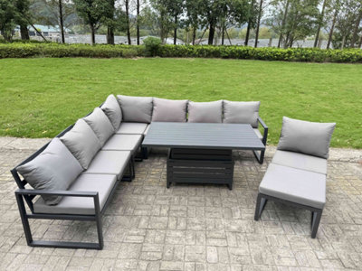 Fimous 8 Pieces Aluminium Garden Furniture Set with with Adjustable ...