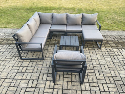 Fimous 8 Seater Aluminium Garden Furniture Set Outdoor Lounge Corner ...