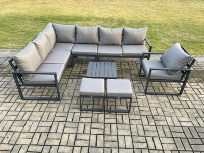 Fimous 9 Seater Aluminium Garden Furniture Set Lounge Corner Sofa Chair ...