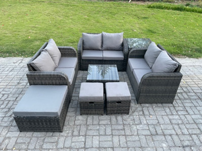 Fimous 9 Seater Outdoor Garden Furniture Sets Wicker Rattan Furniture ...