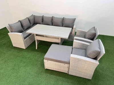 Fimous 9 Seater Rattan Garden Furniture Set Outdoor Patio Dining Corner ...