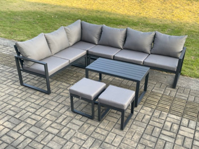 Fimous Aluminium Garden Furniture Set Outdoor Lounge Corner Sofa Oblong ...