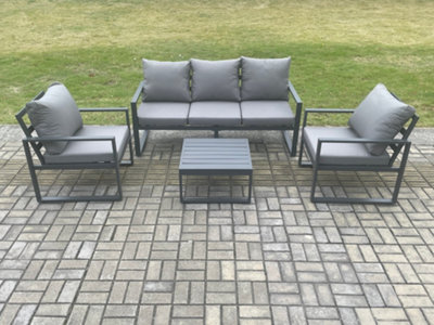 Fimous Aluminium Outdoor Garden Furniture Set Lounge Sofa 2 PC Chairs ...