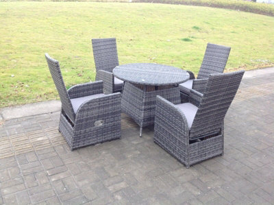 Fimous Dark Grey Mixed Outdoor Wicker Rattan Garden Furniture Reclining ...