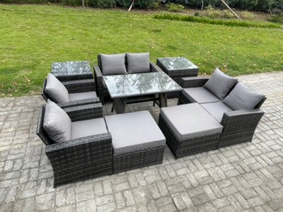 Fimous Garden Furniture Sets 9 Pieces Wicker Rattan Furniture Manual ...