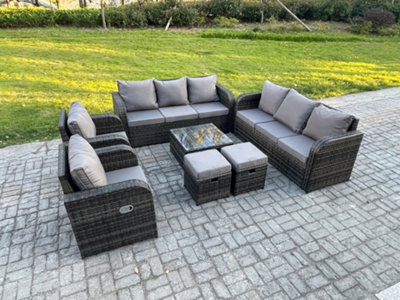 Fimous High Back Rattan Garden Furniture Set with Square Coffee Table 2 ...