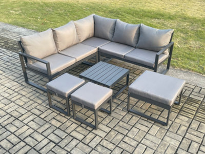 Fimous Outdoor Garden Furniture Set Aluminium Lounge Sofa Square Coffee ...