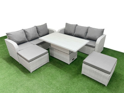 Fimous Outdoor Garden Furniture Sets 8 Seater Adjustable Lifting Dining ...