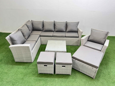 Fimous Outdoor Rattan Garden Furniture Set 10 Seater Corner Sofa Sets ...
