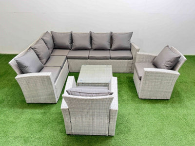 FIMOUS OUTDOOR RATTAN GARDEN FURNITURE SET 8 SEATER CORNER SOFA SETS ...