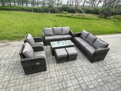 Fimous Patio Garden Furniture Sets Wicker 10 Seater Outdoor Rattan ...
