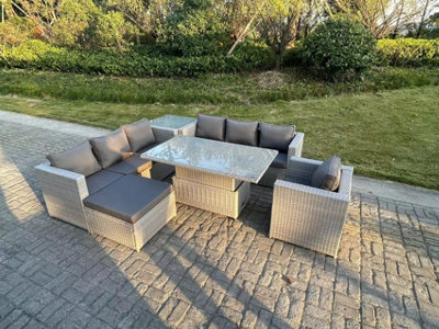 Fimous Rattan Garden Funiture Set Adjustable Rising Lifting Table Sofa ...
