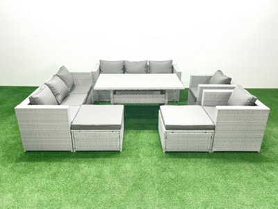 Fimous Rattan Garden Furniture Set Outdoor 8 Seater Patio Dinin g Sofa ...
