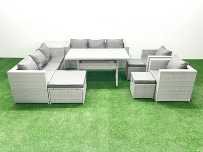 Fimous Rattan Garden Furniture Set Outdoor 8 Seater Patio Dinin g Sofa ...