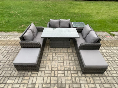 Fimous Rattan Garden Outdoor Furniture 3 PC Love Sofa Set Patio ...