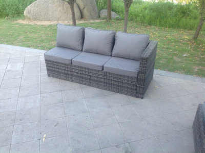 Fimous Three Seater Single Arm Rest Rattan Lounge Sofa Outdoor Garden ...