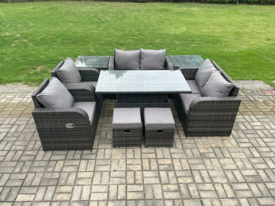 Fimous Wicker Pe Rattan Furniture Garden Dining Set Outdoor Height