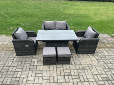 Fimous Wicker PE Rattan Furniture Garden Dining Set Outdoor Patio ...