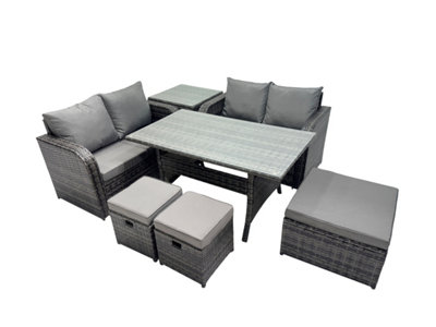 Fimous Wicker PE Rattan Garden Outdoor Furniture Set Love Sofa Dining ...