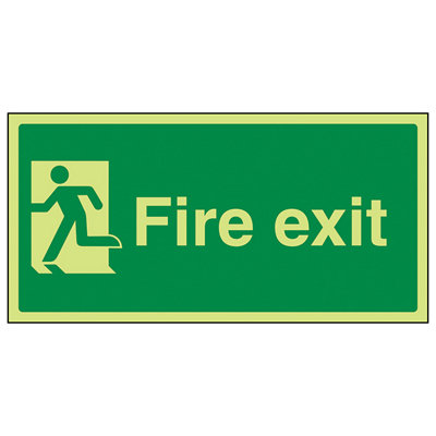 Final Fire Exit Man Left Safety Sign - Glow in Dark - 300x150mm (x3 ...