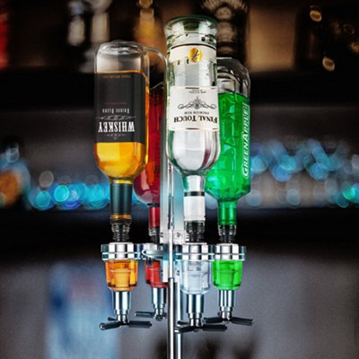 Final Touch LED Rotary 4 Bottle Bar Caddy