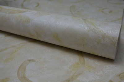 Fine Décor China Satin Classics Viii Distressed Scroll Cream Wallpaper ...