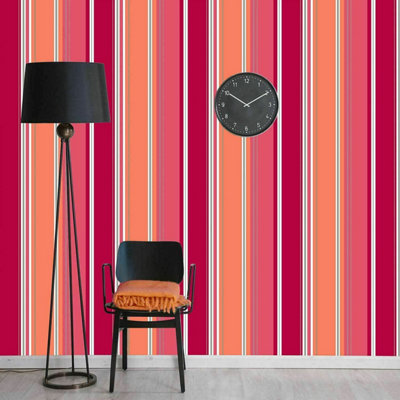 Fine Décor Coloroll Energy Pink Coral White Wallpaper
