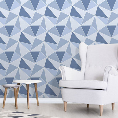 Fine Decor Apex Geometric Rose Blue Wallpaper FD41992