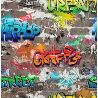 Fine Decor Novelty Graffiti Multi Wallpaper FD41582