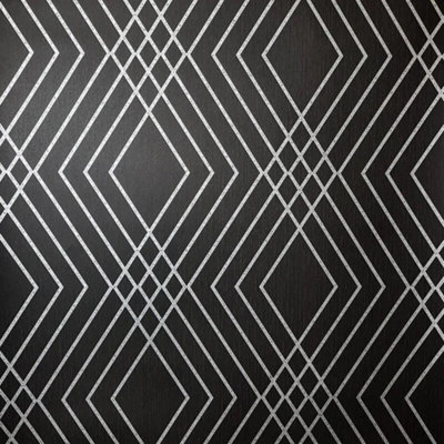 Fine Decor Shard Trellis Charcoal Black Wallpaper Metallic Effect ...
