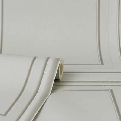Fine Decor Square Faux Realistic Wood Panel 3D Effect Grey Wallpaper ...