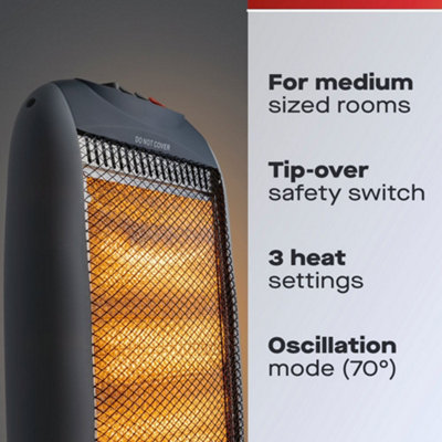 Fine Elements Halogen Heater 1200W Portable Free Standing Radiator White