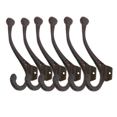 Finetree Cast Iron Hook Set of 6 Coats Jackets Pet Scroll Home Garden ...