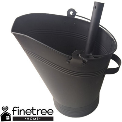 Finetree Coal Scuttle Bucket and Shovel Set, 33cm, Black Powder-Coated ...