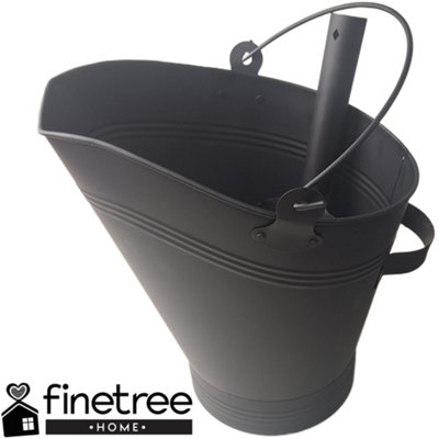 Finetree Coal Scuttle Bucket and Shovel Set, 33cm, Black Powder-Coated ...