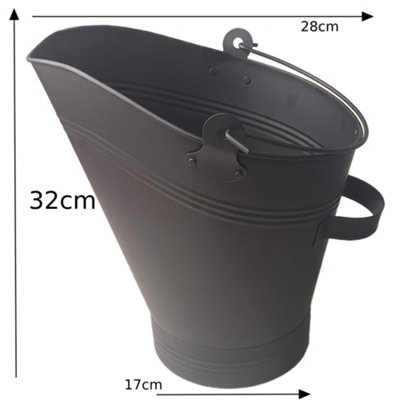 Finetree Coal Scuttle Bucket and Shovel Set, 33cm, Black Powder-Coated ...
