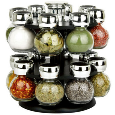 Finetree Rotating Revolving Plastic 16 Jar Spice Rack Storage Glass ...
