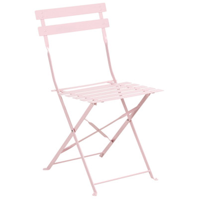 FIORI 4 Seater Garden Dining Set Pastel Pink Metal Folding