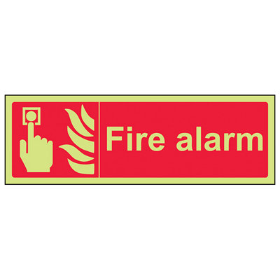 FIRE ALARM SAFETY EQUIPMENT SIGN - GLOW IN THE DARK - 300X100MM (X3)