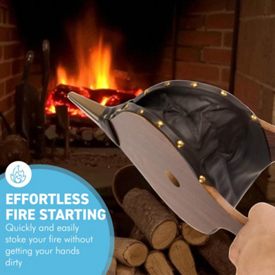 Fire Bellows 40cm Traditional Style Log Fire Air Blower for Wood Burners